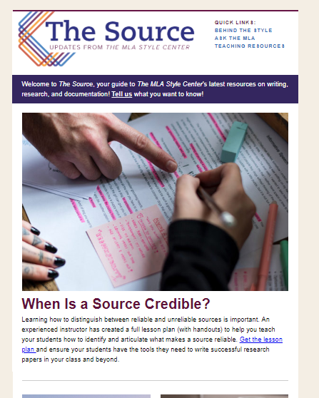 The Source Archive | MLA Style Center